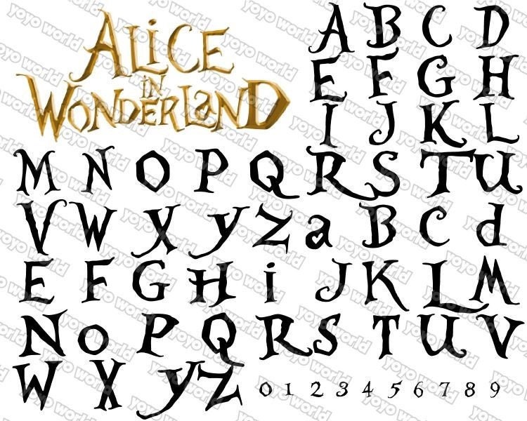Alice in Wonderland Font Alice in Wonderland Svg Alice Font - Etsy