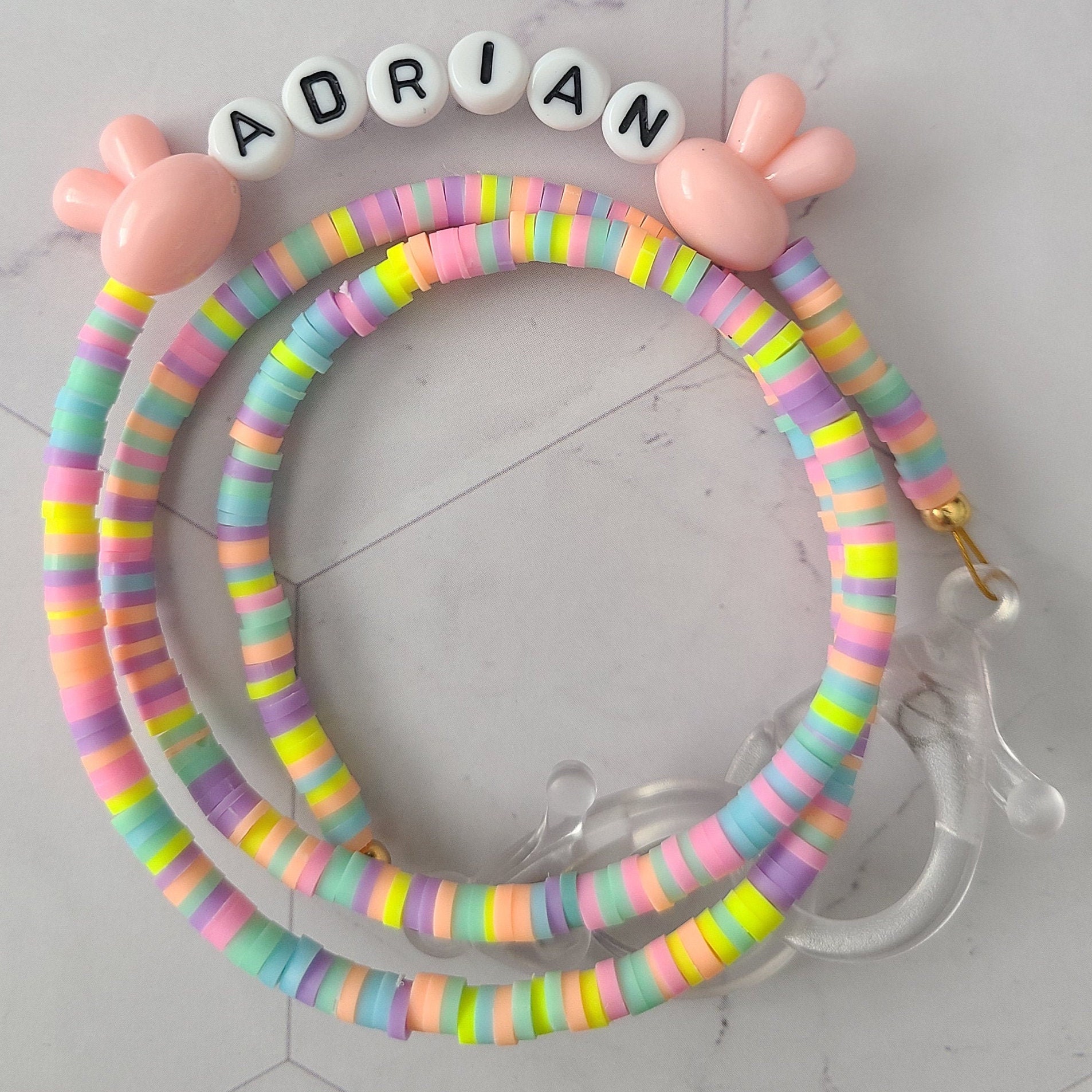 SPRING BUNNY CHAIN with a mix of tiny colored disc beads and | Etsy