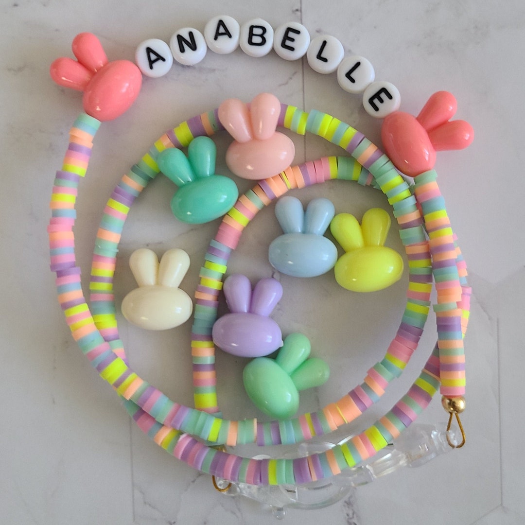 SPRING BUNNY CHAIN With a Mix of Tiny Colored Disc Beads and Your ...
