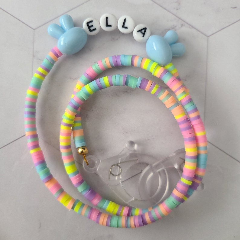 SPRING BUNNY CHAIN With a Mix of Tiny Colored Disc Beads and Your ...