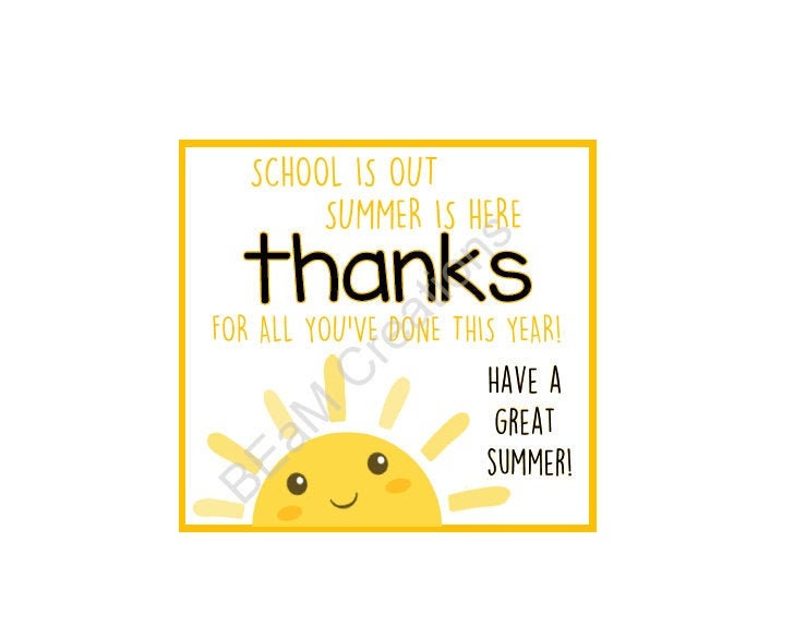 School is Out Summer is Here - Thank You for All You've Done - Etsy