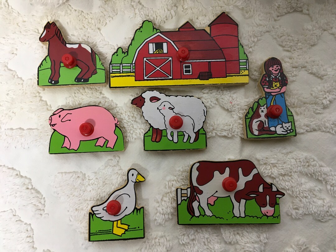 Wooden Barnyard Farm Animal Puzzle Pieces for Crafting - Etsy