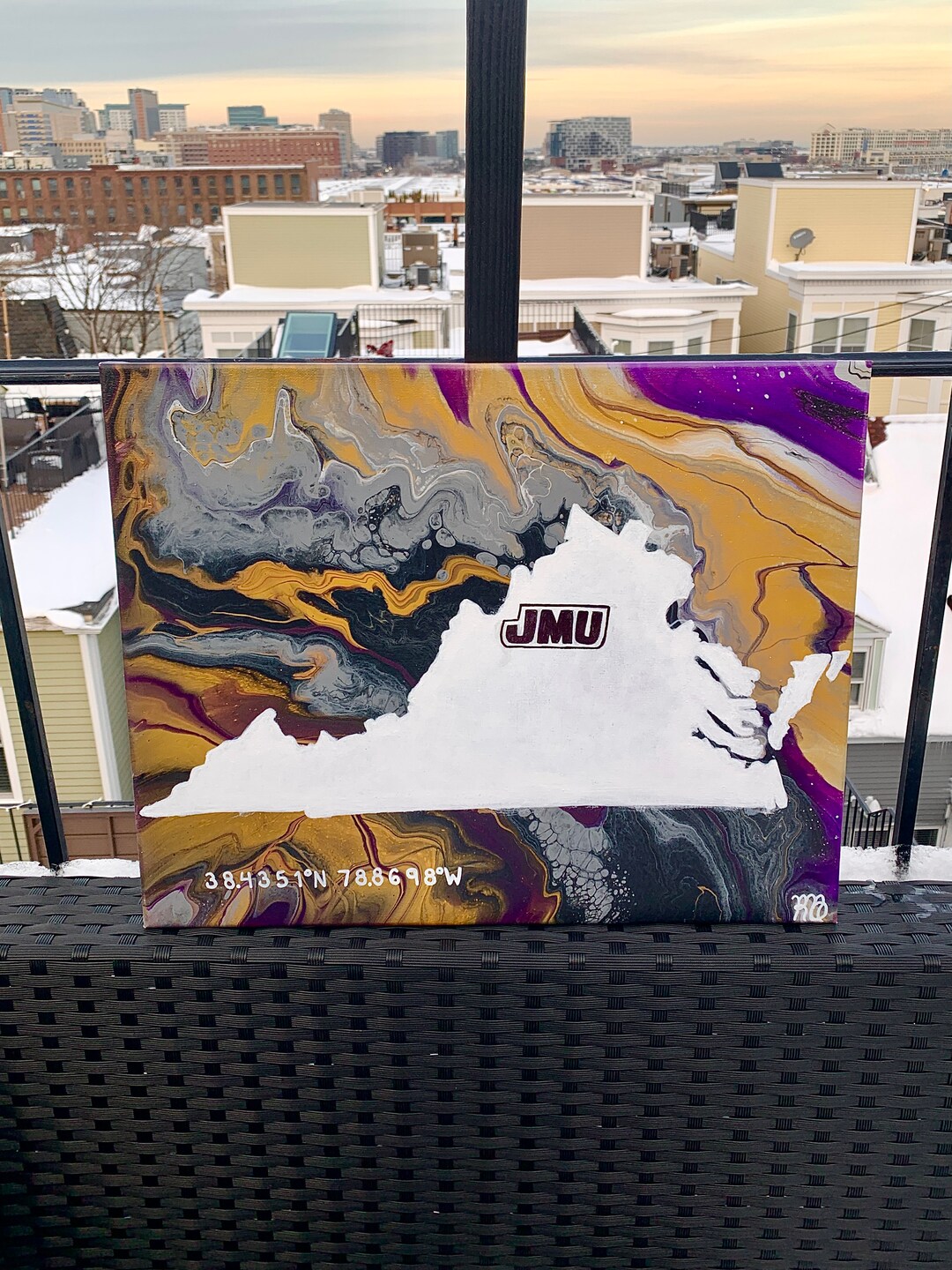 College Logo and Coordinates Map Painting Made to Order - Etsy