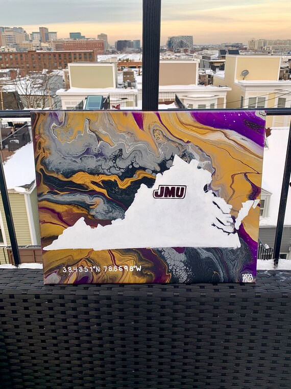 College Logo and Coordinates Map Painting Made To Order | Etsy