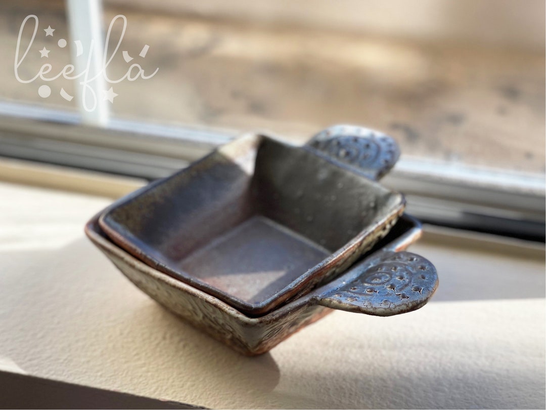 Single Handle Ceramic Square Bowl, Soup Bowl, Salsa Bowl, Hand-built - Etsy