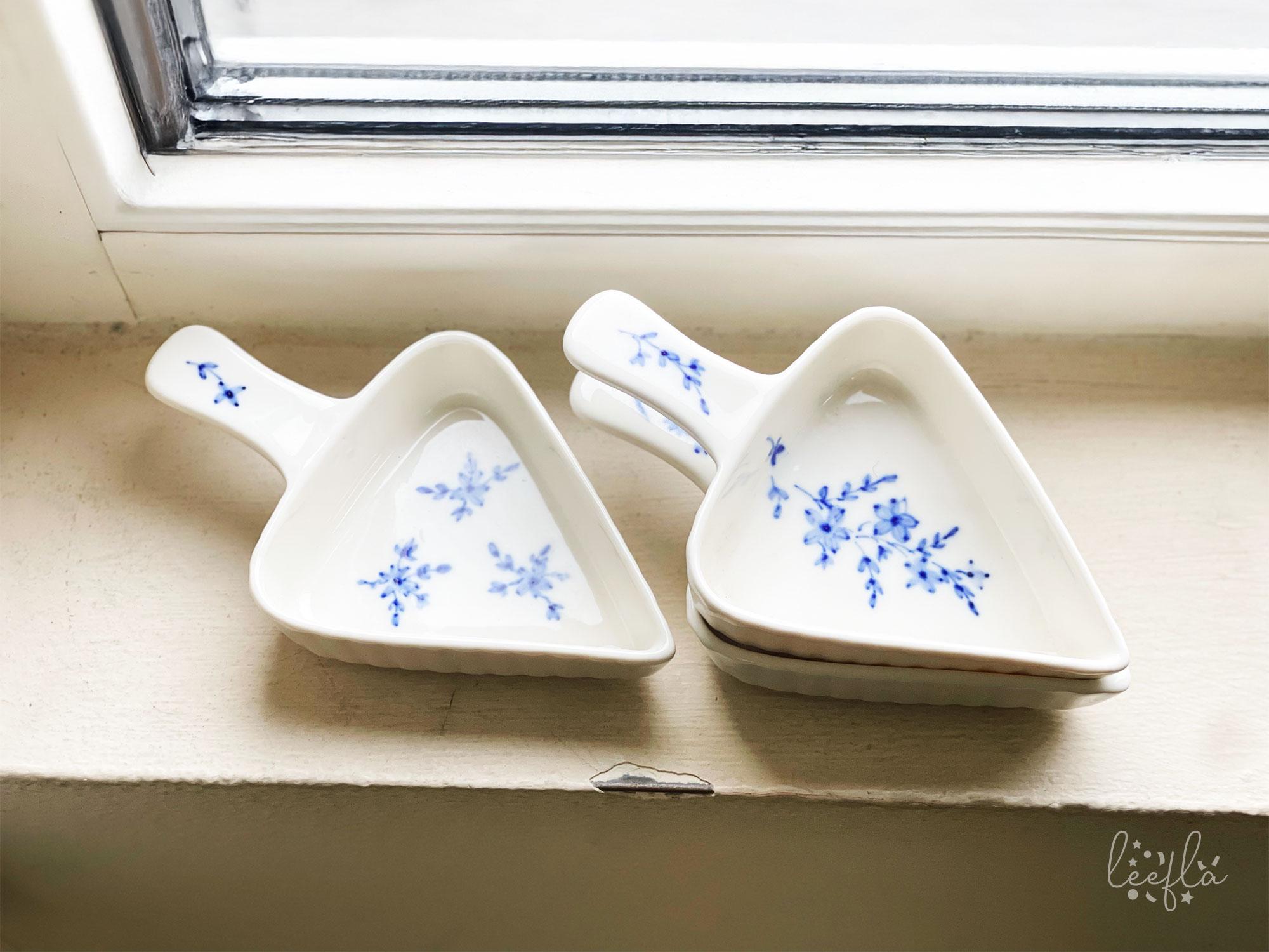 Ceramic Floral Spade Shaped Plate, Raclette Pan Shaped, Blue, Green ...