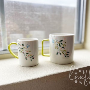Leafy Green Coffee Mini Mug With Handle, Floral, Botanical, Everyday ...
