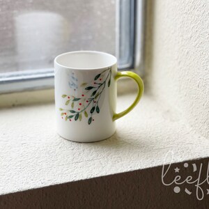 Leafy Green Coffee Mini Mug With Handle, Floral, Botanical, Everyday ...