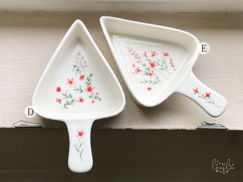 Ceramic Floral Spade Shaped Plate, Raclette Pan Shaped, Blue, Green ...
