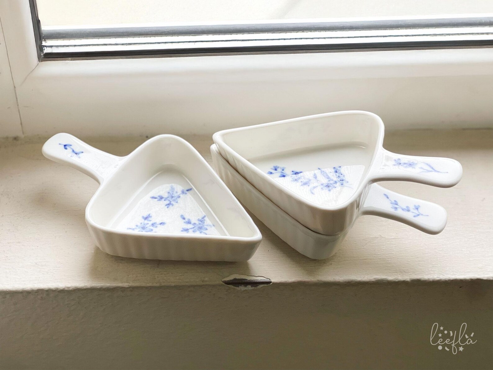 Ceramic Floral Spade Shaped Plate, Raclette Pan Shaped, Blue, Green ...