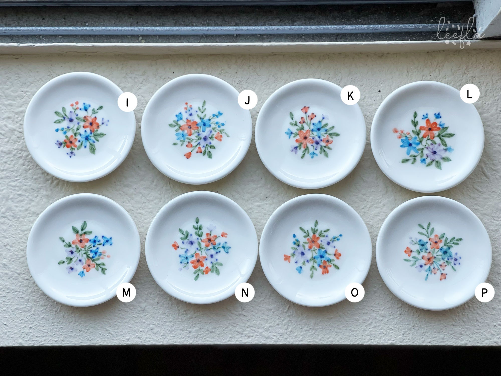 Mini Circle Plate, Tri-color Floral, Tealight Candle Holder, Ring Dish ...