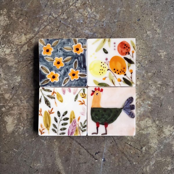 Hand Painted Tiles - Etsy