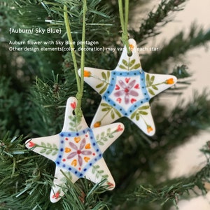 Christmas Ceramic Star Ornament, Floral Illustration, Multi-color - Etsy