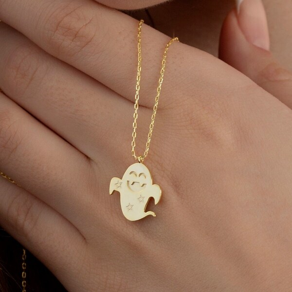 Ghost Solid Gold Necklace - Etsy
