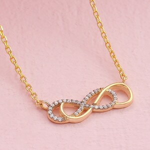 Gold Diamond Infinity Symbol Charm Necklace Minimalist - Etsy