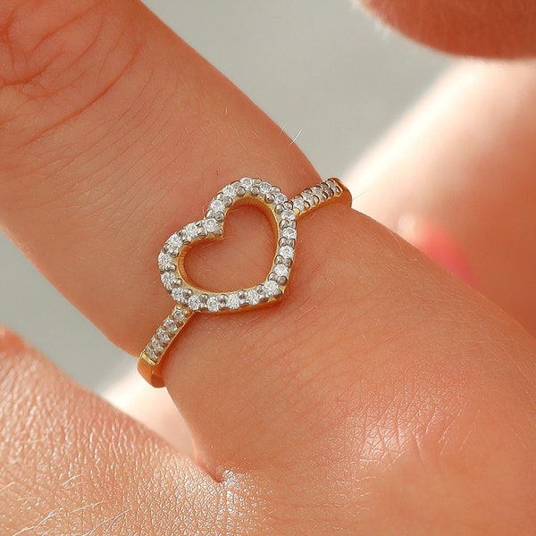 Open Heart Ring - Etsy