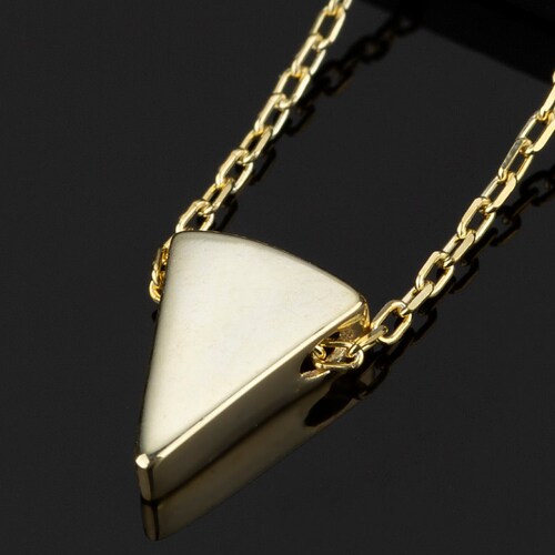10k 14k 18k Solid Gold Triangle Geometric Necklace Dainty - Etsy