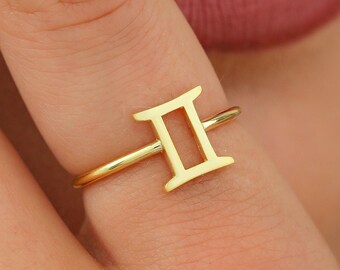 18k Gold Gemini Ring - Etsy
