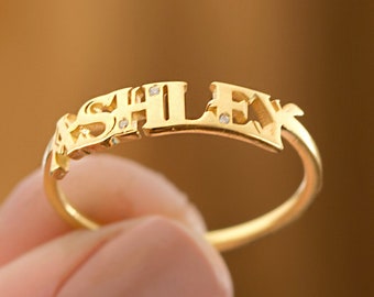 Diamond Name Ring | Etsy