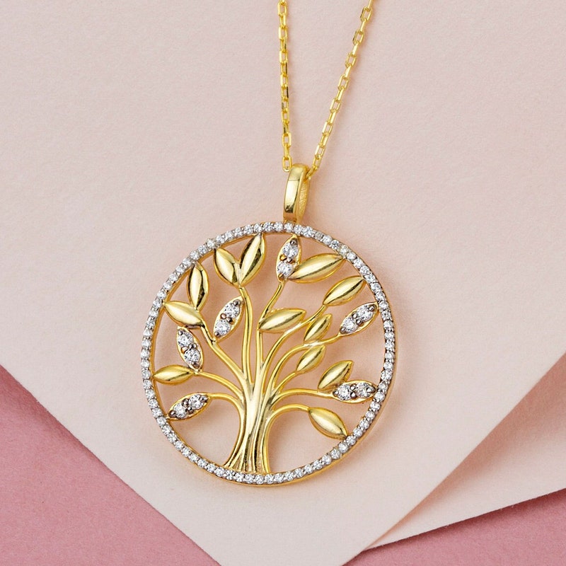 Gold Tree Pendant - Etsy