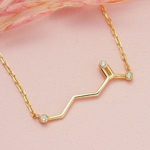 Gold Diamond Molecule Gaba Calming Yoga Necklace, 14k 18k 10k Gold ...