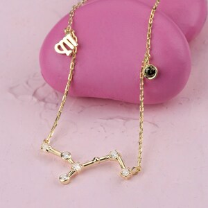 Virgo Constellation Zodiac Birthstone Necklace, 14k 18k 10k Gold CZ ...