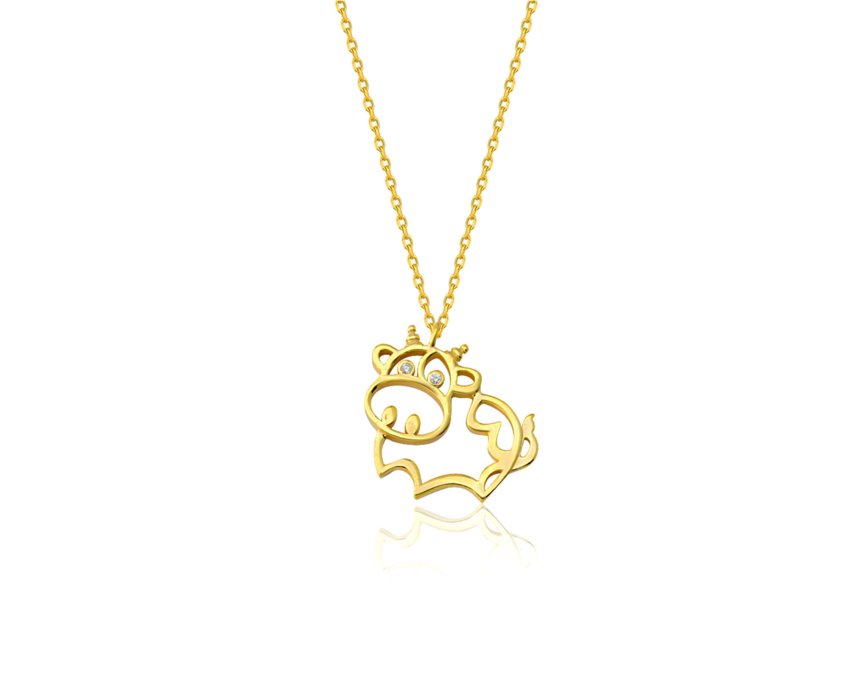 14k 18k Solid Gold Diamond Cow Necklace Pendant Cattle Cow - Etsy Hong Kong