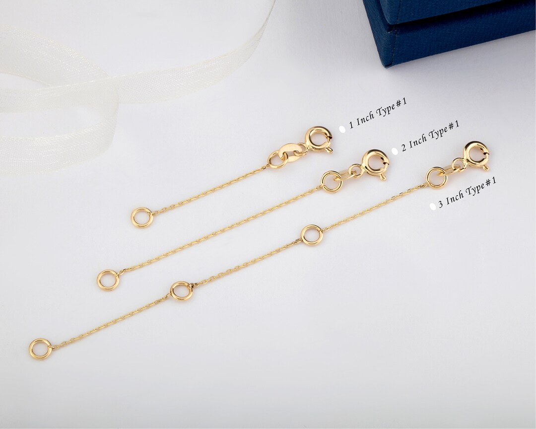 14k Solid Gold Necklace or Bracelet Extender Chain Adjustable - Etsy