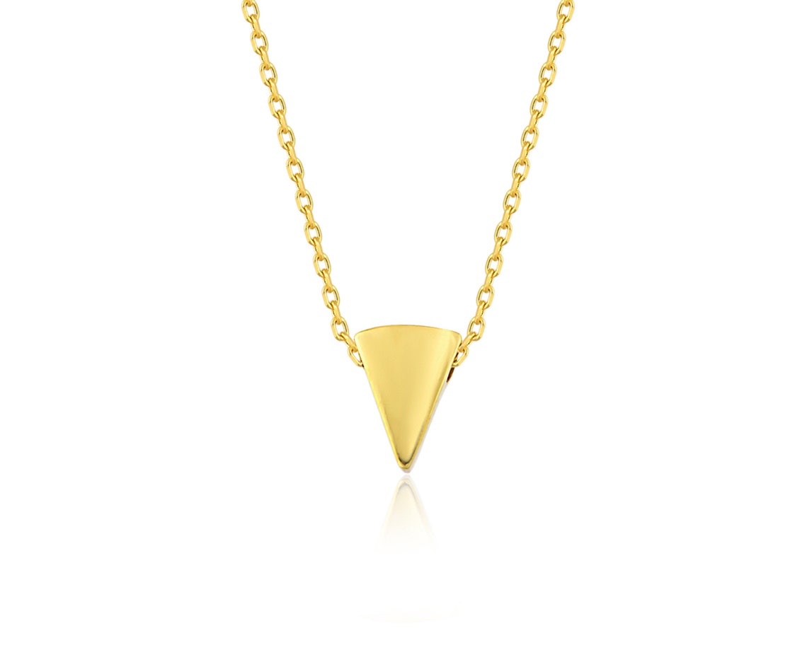 10k 14k 18k Solid Gold Triangle Geometric Necklace Dainty - Etsy