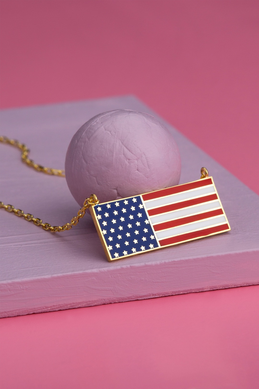 USA American Flag Necklace for Women, United States Flag Patriotic ...