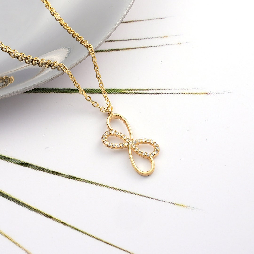 14k 18k Gold Diamond Infinity Symbol Necklace, Dainty Eternity Best ...