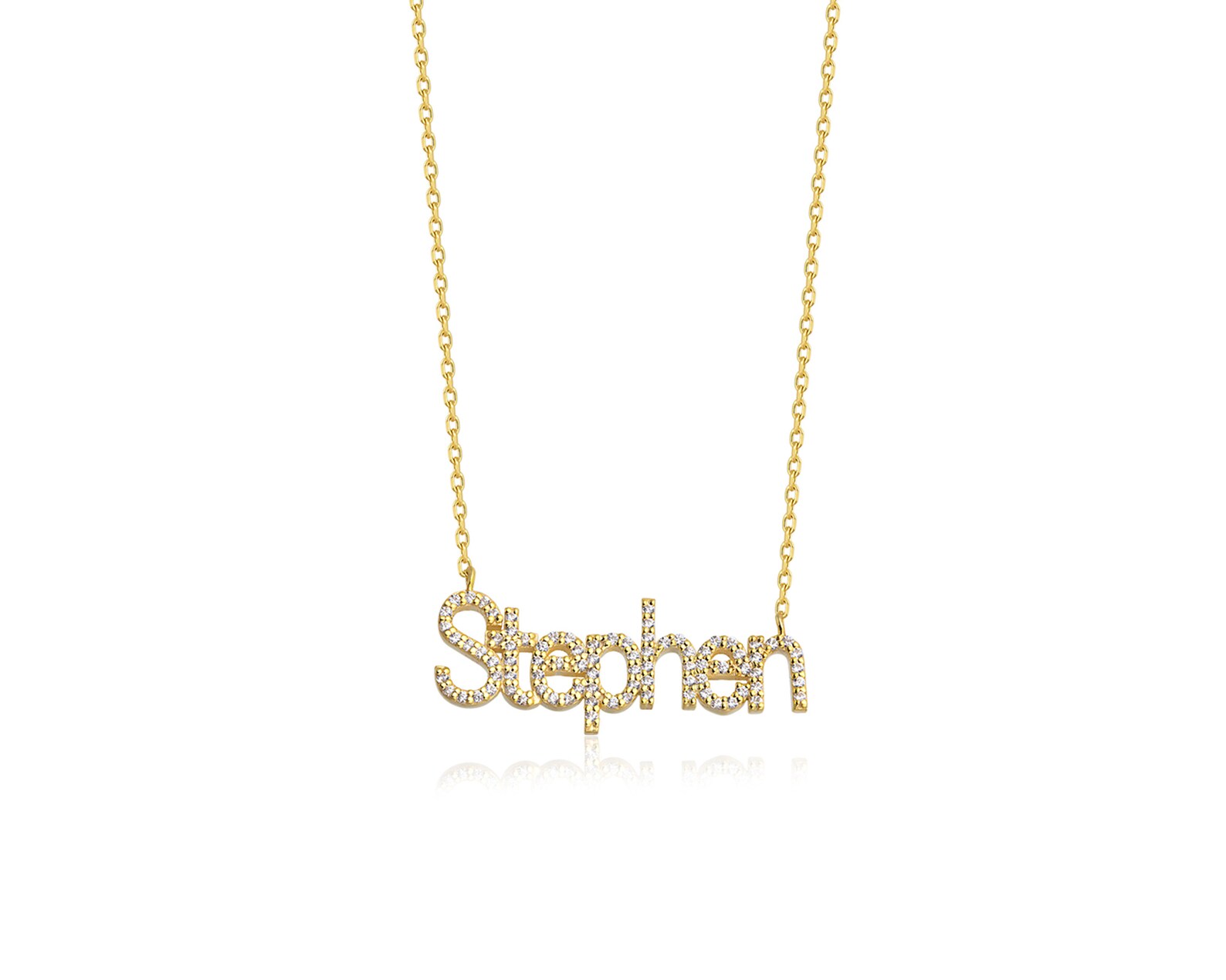 Pave Diamond Charm Name Necklace Dainty 14k 18k 10k Solid - Etsy