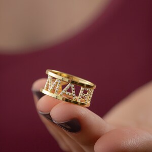 Diamond Name Ring, 10k 14k 18k Gold Diamond Custom Name Ring ...