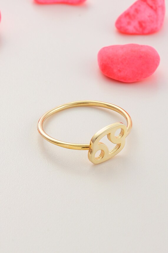 14k 18k 10k Solid Gold Cancer Zodiac Sign Ring Unique - Etsy
