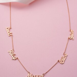 14k 18k Gold Multi Five Name Necklace, Personalized Family Name ...