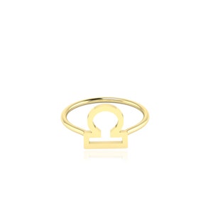 14k 18k 10k Solid Gold Libra Zodiac Sign Ring, Minimal Zodiac Sign ...