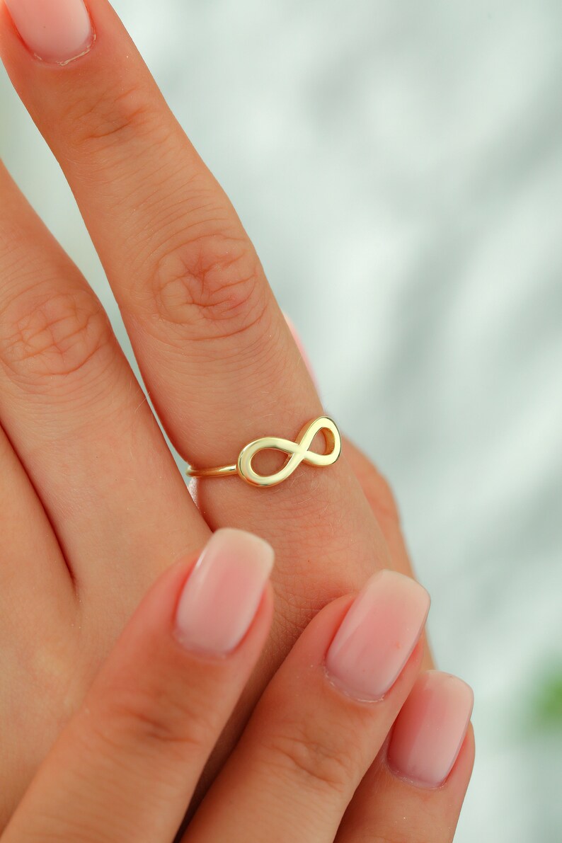 14k Solid Gold Infinity Promise Ring Minimalist Forever Love - Etsy