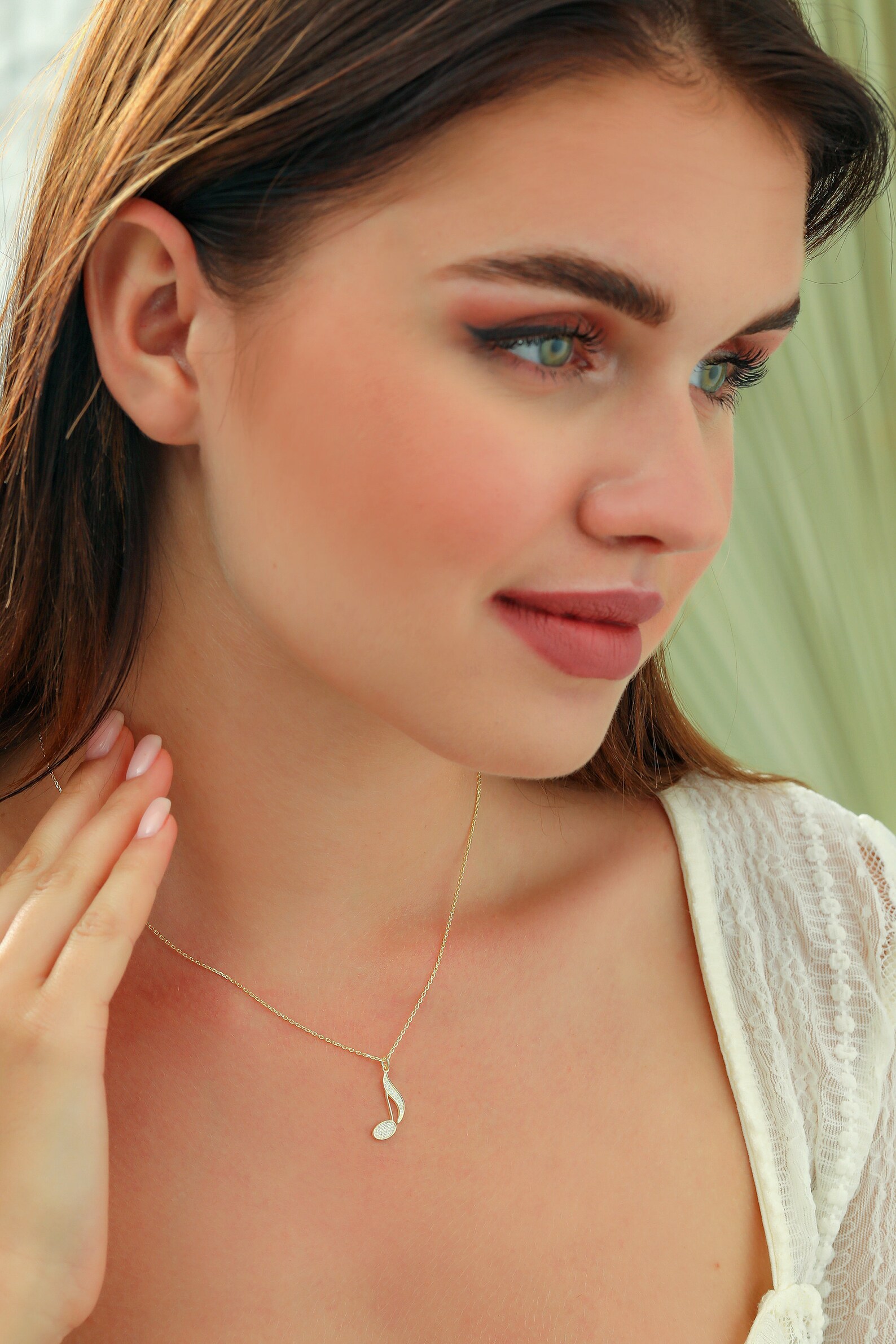 Gold Diamond Treble Clef Music Note Necklace Music Lover - Etsy