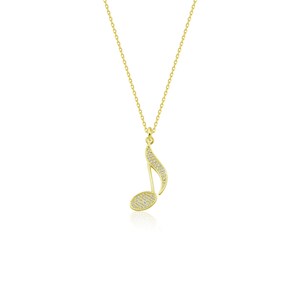 Gold Diamond Treble Clef Music Note Necklace, Music Lover Necklace ...