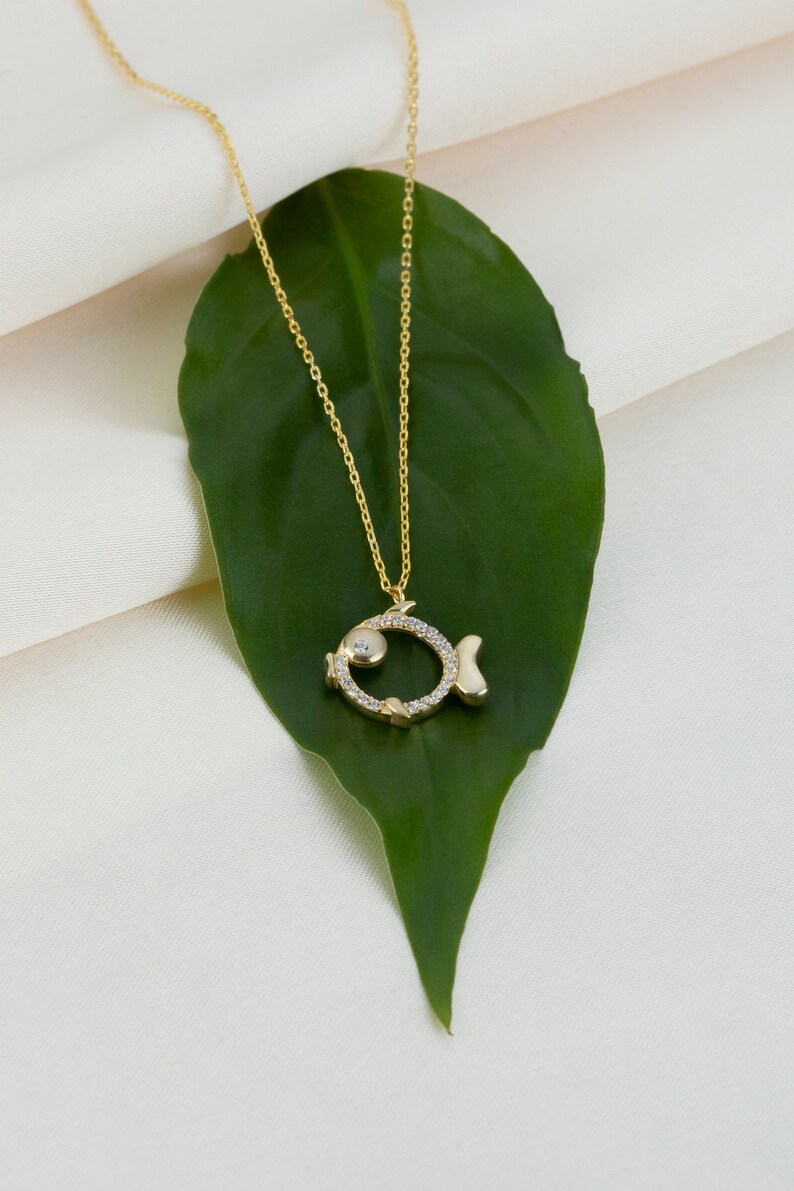 14k 18k 10k Solid Gold Diamond Fish Necklace Pendant Diamond - Etsy