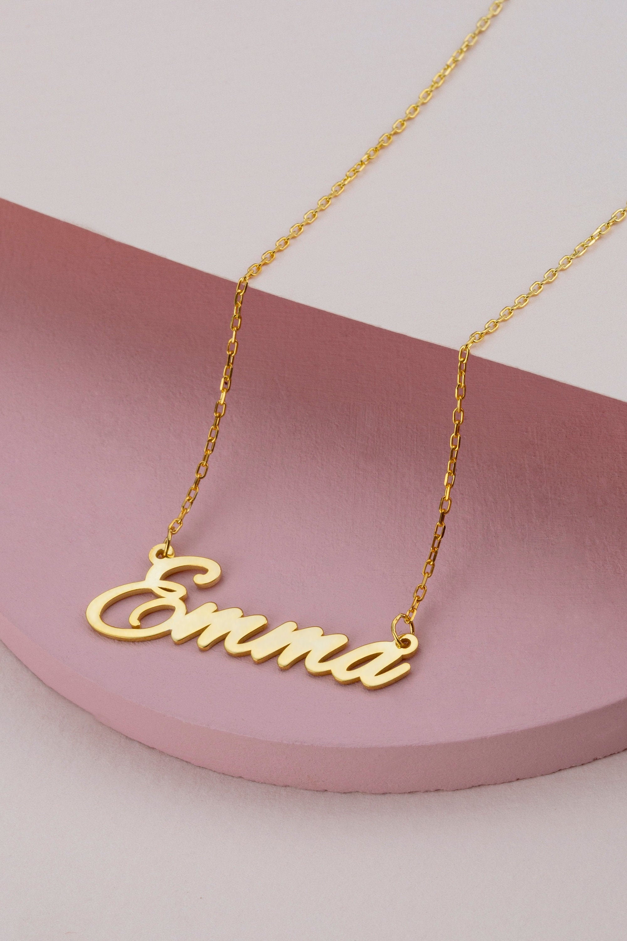 14k 18k 10k Solid Gold Cursive Name Necklace Personalized Etsy Uk