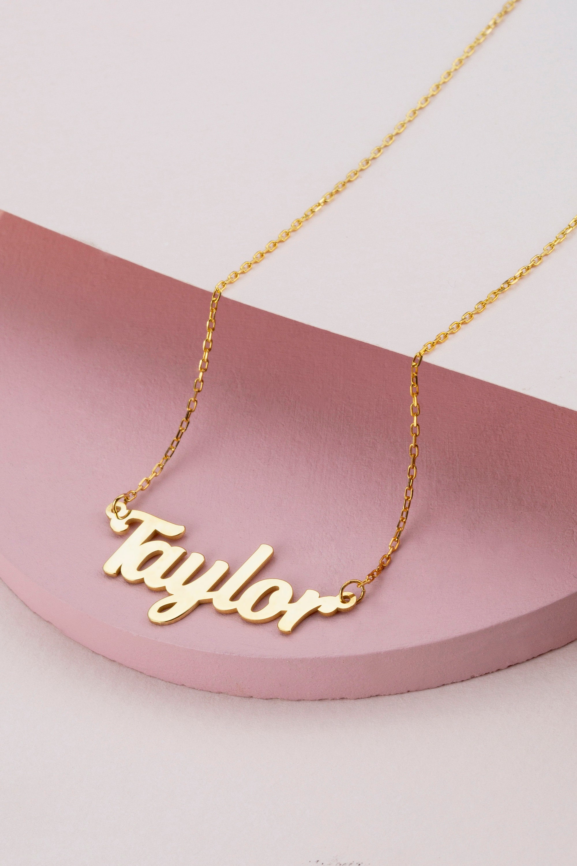 14k 18k 10k Solid Gold Dainty Name Necklace Jewelry Plate | Etsy