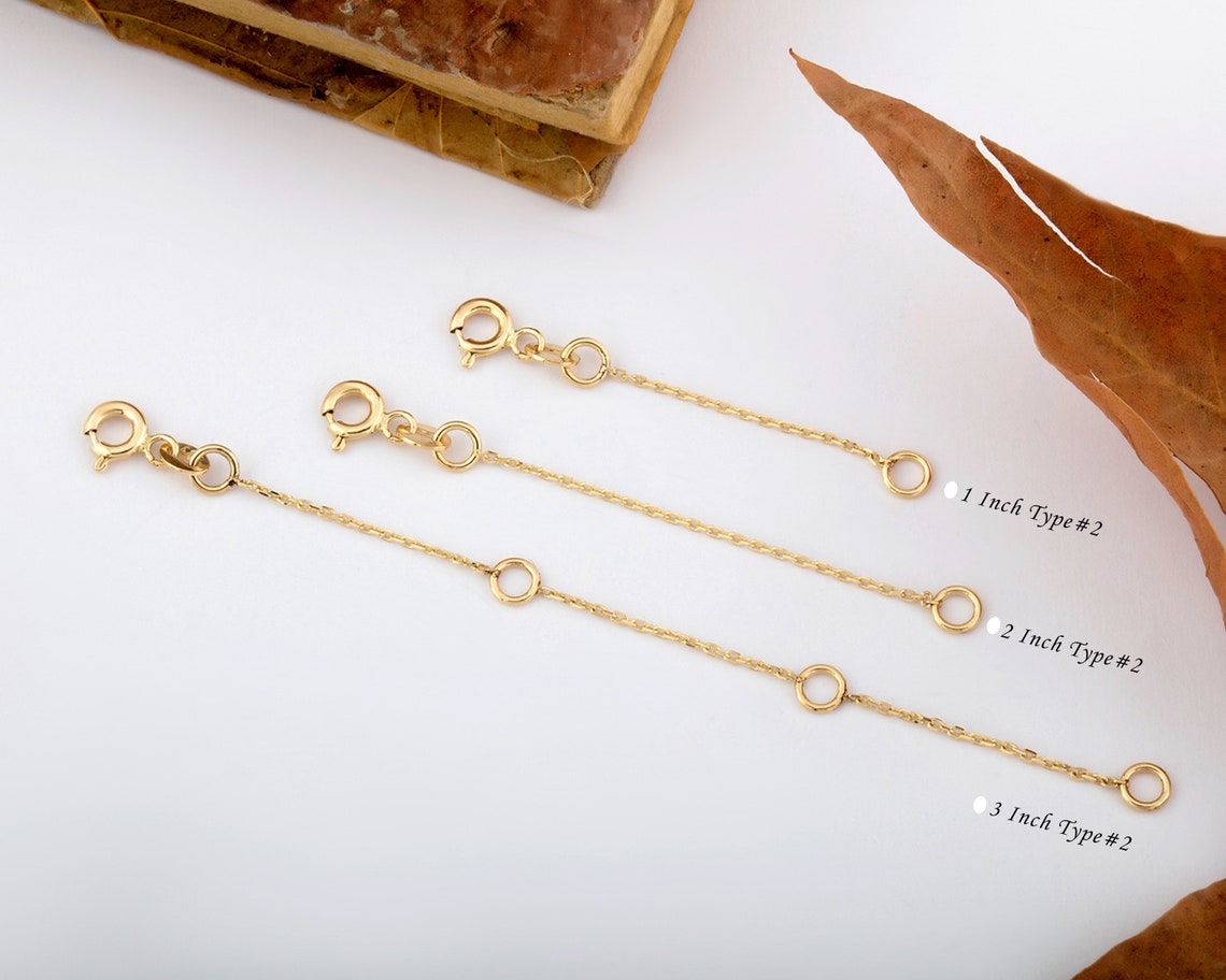 14k Solid Gold Necklace or Bracelet Extender Chain Adjustable - Etsy