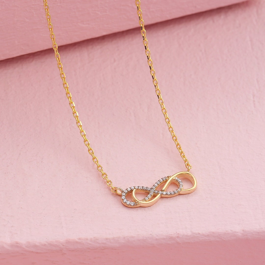Gold Diamond Infinity Symbol Charm Necklace Minimalist - Etsy