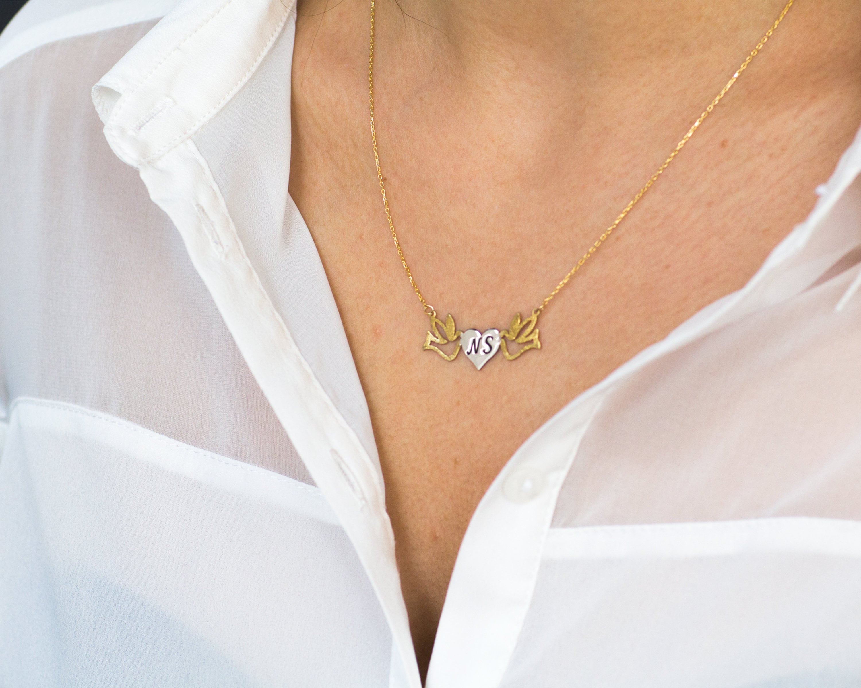 14k 18k 10k Solid Gold Personalized Dove Necklace for Women | Etsy