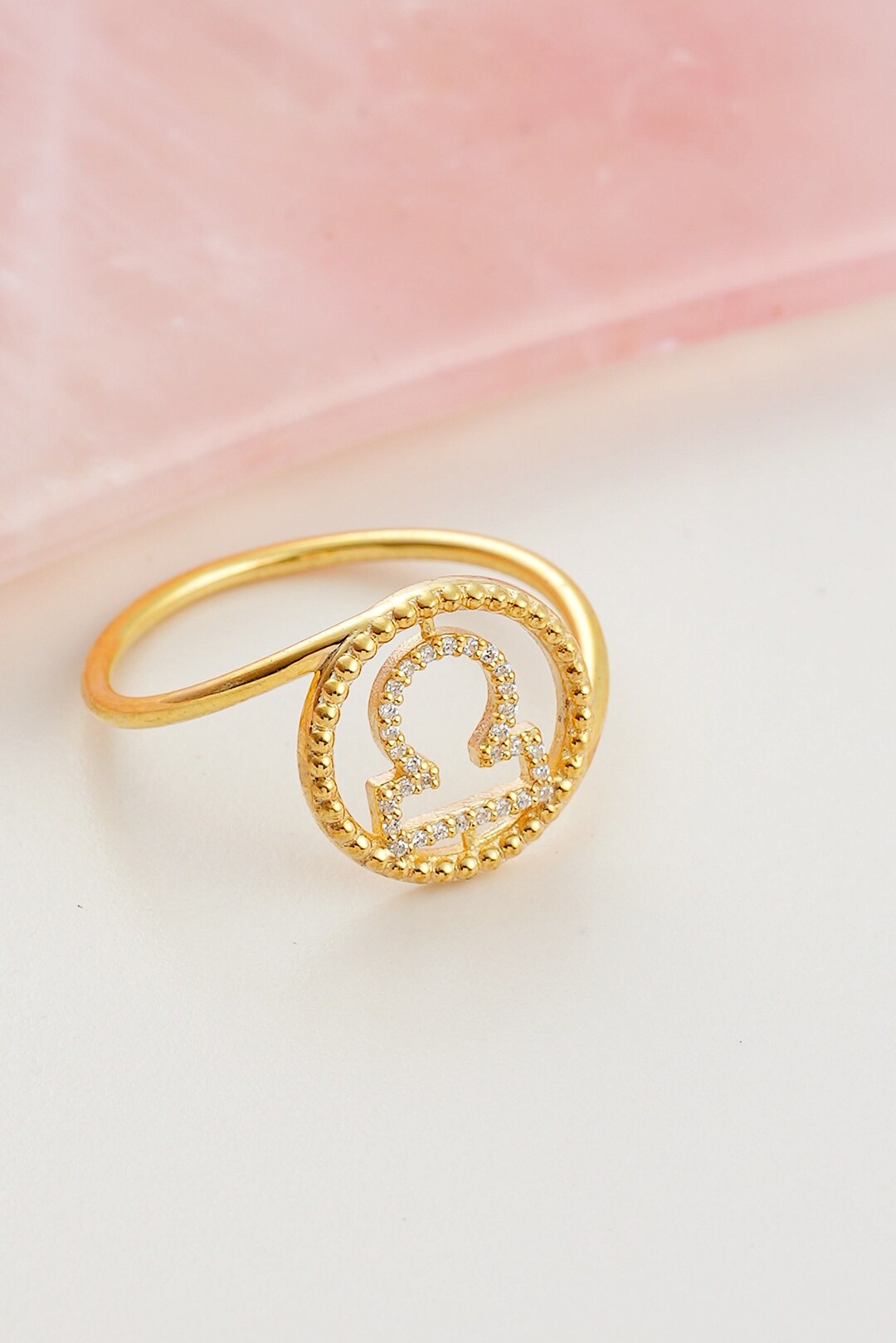 Gold Libra Zodiac Sign Ring, Dainty Astrology Ring, 10k 14k 18k Gold ...