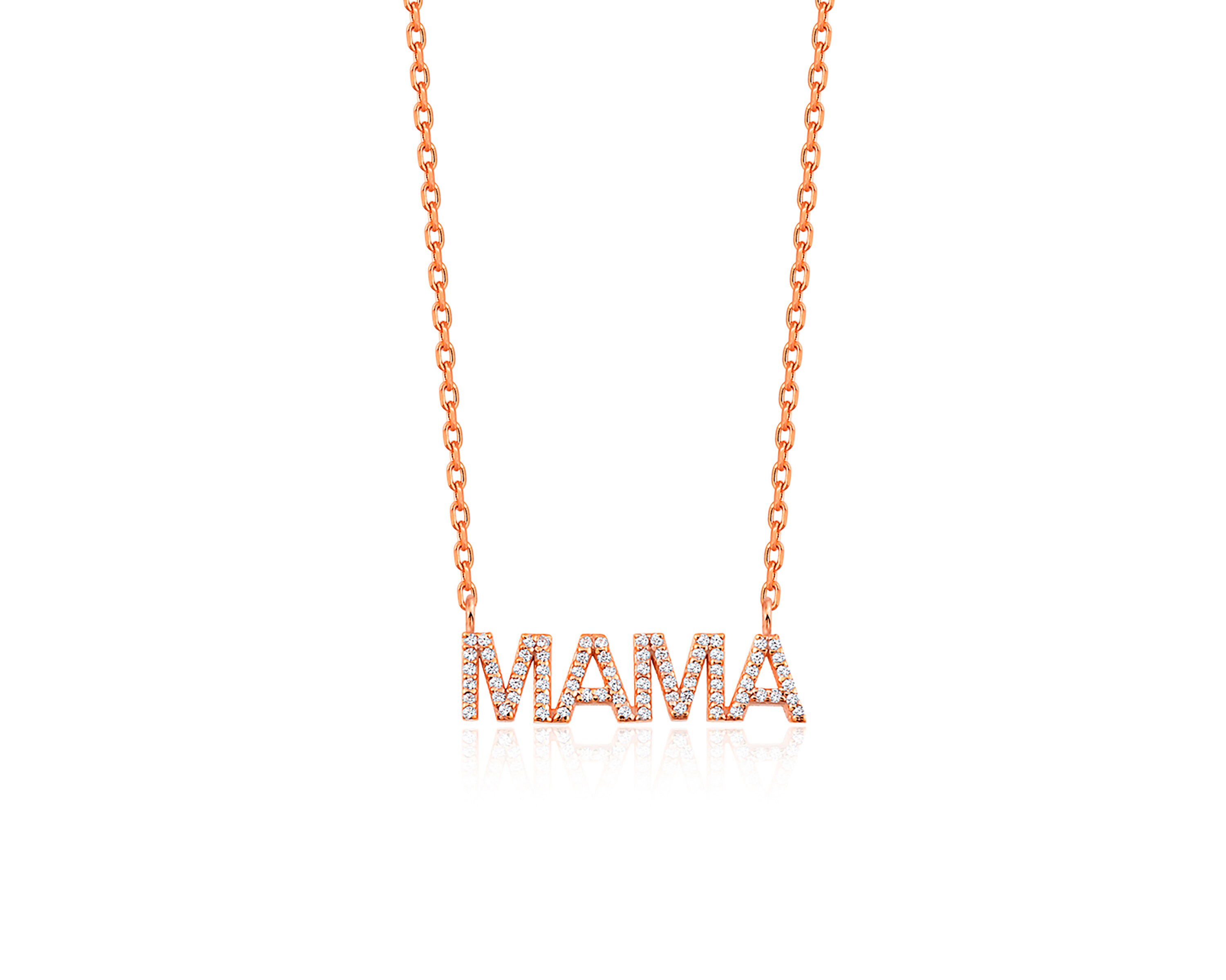 14k 18k Solid Gold Diamond Mama Necklace Mothers Day Gift | Etsy