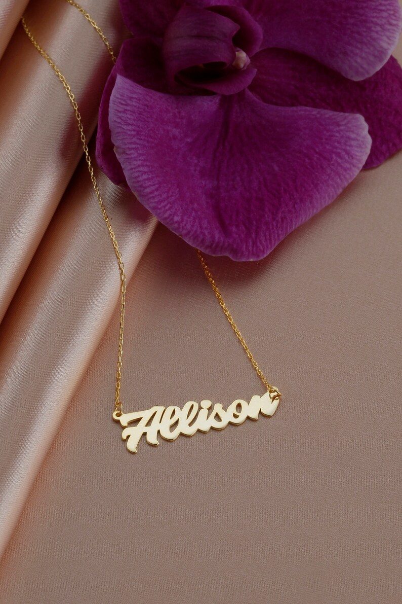 14k 18k 10k Solid Gold Name Necklace Dainty Gold Name | Etsy