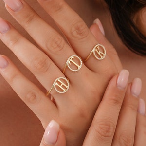 Gold Letter Ring, Dainty Personalized Initial Ring, Custom Alphabet ...