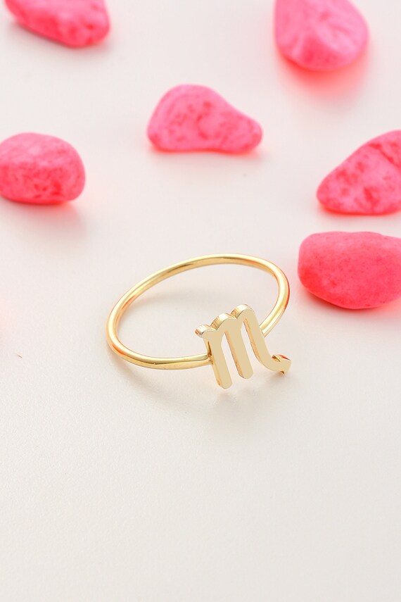 14k 18k 10k Solid Gold Scorpio Zodiac Sign Ring Delicate - Etsy